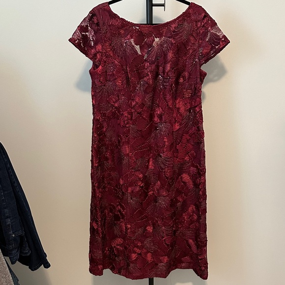 Alex Evenings | Dresses | Alex Evenings Burgundy Lace Midi Dress | Poshmark